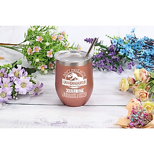Grandmasaurus Tumbler Don't Mess with Grandmasaurus You'll Get Jurasskicked Tumbler Birthday Mothers Day Gifts for Grandma from Granddaughter Grandson Grandkids Grandma Gifts 12 Ounce with Gift Box