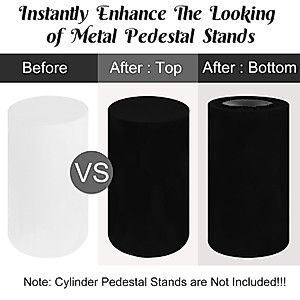 Spandex Cylinder Pedestal Stand Covers Set of 5 Stretchable Cylinder Plinth Covers Dessert Table Display Pillars Cover for Wedding Props Babyshower Birthday Party Event Decor (Black)