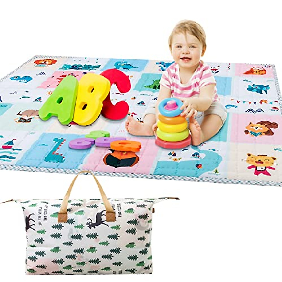 Baby Play Mat, Baby Crawling Floor Mats,71 x 59 Babies Playmats Compatible with TODALE and LIAMST Baby Playpen, Non-Slip Cushion Indoor Outdoor Infant Play Matt Foldable Toddlers Foam Play Mats