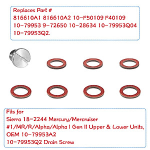 Lower Unit Gear Oil Pump and 18-2244 Drain Plug Screw & Gasket Kit Fits for Mercury/Mercruiser #1/MR/R/Alpha/Alpha I Gen II