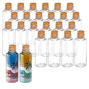 Srenta Plastic Sand Art Bottles with Cork Stoppers Arts and Crafts Mini Jars, 2 Oz and Pack Of 24