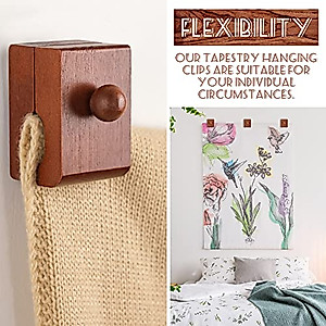 12 Pcs Quilt Wall Hangers Wooden Tapestry Hangers Wall Clips for Hanging Blanket Hanger Clamps Wall Quilt Holder with Screws and Expansion Tubes, Dark Brown
