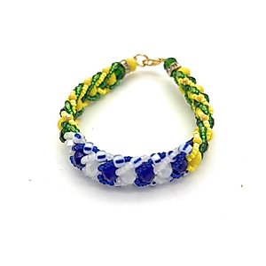 Ilde Tejido de Yemaya/ Orula - Yemaya/ Orula Religious Bracelet, blue, green, yellow, One Size