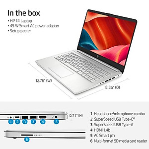HP 2023 Newest 14 Laptop for Productivity and Entertainment,14" FHD Display, 16GB RAM, 1TB SSD, AMD Ryzen 3 Processor Upto 3.5GHz, Type-C, HDMI, Fast Charge, 10 Hrs Long Battery Life, Windows 11