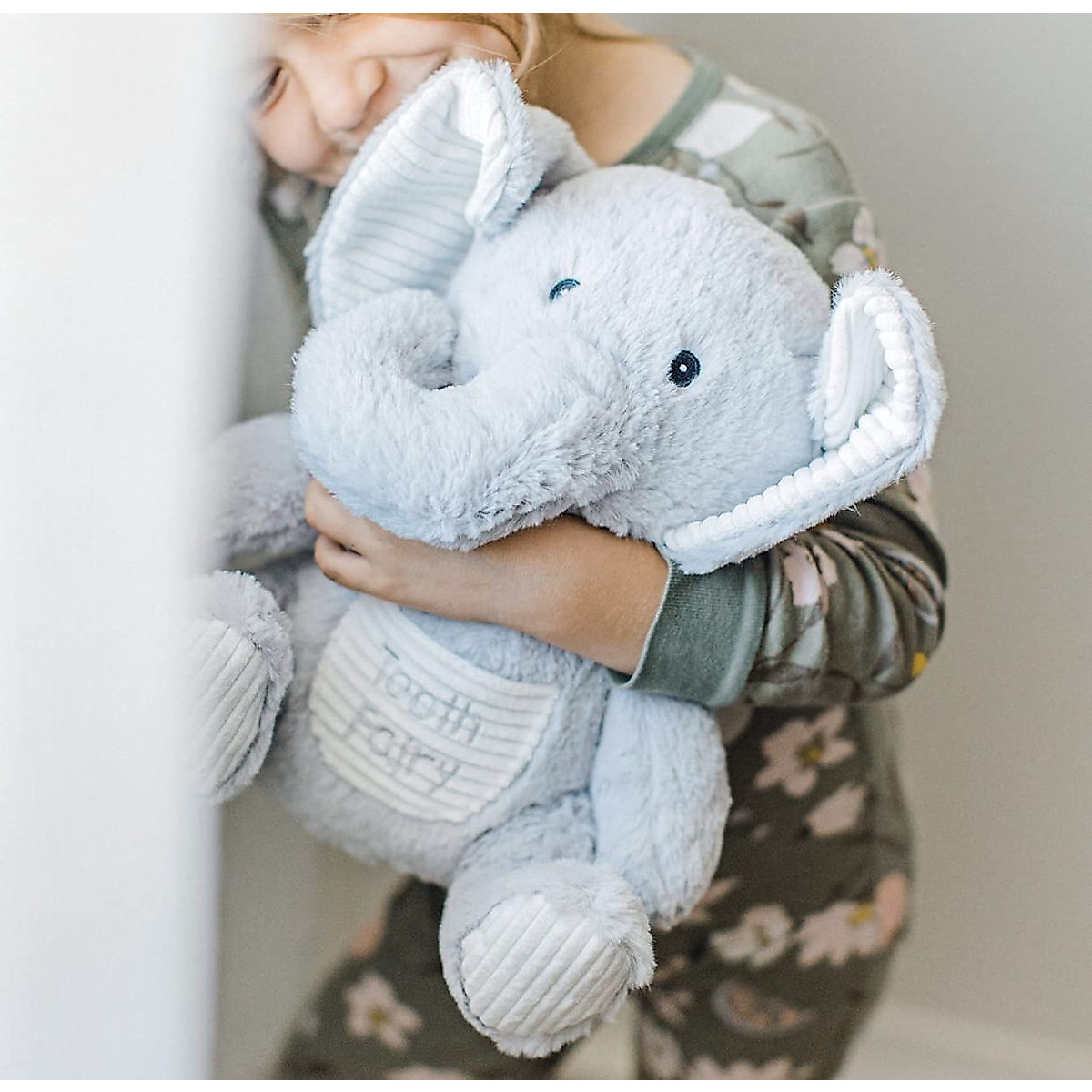 YOLLIT Little Robbie Co. Elephant Tooth Fairy | Girls | 10" Tooth Fairy for Boy | Tooth Fairy Kit w/Door Hanger & E-Book | Tooth Fairy Gifts | Tooth Holder Pouch for Tooth Fairy for Boys