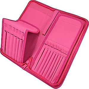 MyArtscape Paint Brush Holder, Pink Organizer for 15 Short Handle Brushes - Premium Fabric Case - Art Storage for Acrylic, Oil & Watercolor Paintbrushes - Artist Quality Supplies