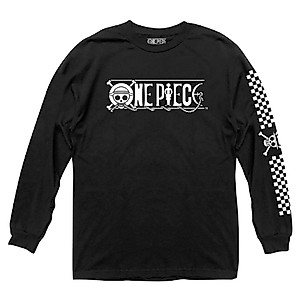 Ripple Junction One Piece Logo Anime Adult Crew Long Sleeve Crew T-Shirt Officially Licensed XL Black