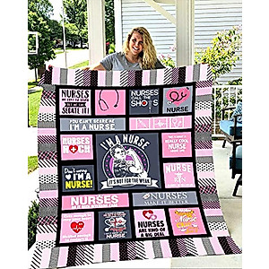 Ultra Soft Nurse Theme Blanket Microfiber Plush Sherpa Blanket Gifts for Women Nurses Warm Cozy Fuzzy Throw Blanket for Bed and Couch (Style5, 130cm x 150cm(51'' x 59''))