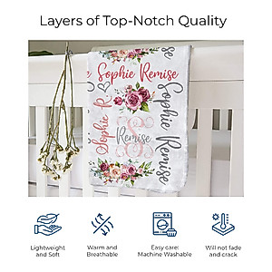 MDPrints Customized Baby Blanket for Girls, Custom Baby Blankets for Girls with Name, Personalized Baby Gifts (Monogram HA63)