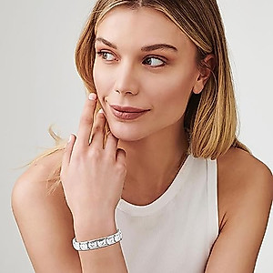 YANCHUN 2 Pcs Italian Charm Bracelets for Women Shiny 9mm Italian Starter Charm Bracelet Starting at 18 Links for 6” Wrist Size Interlocking Stainless Steel Modular Links