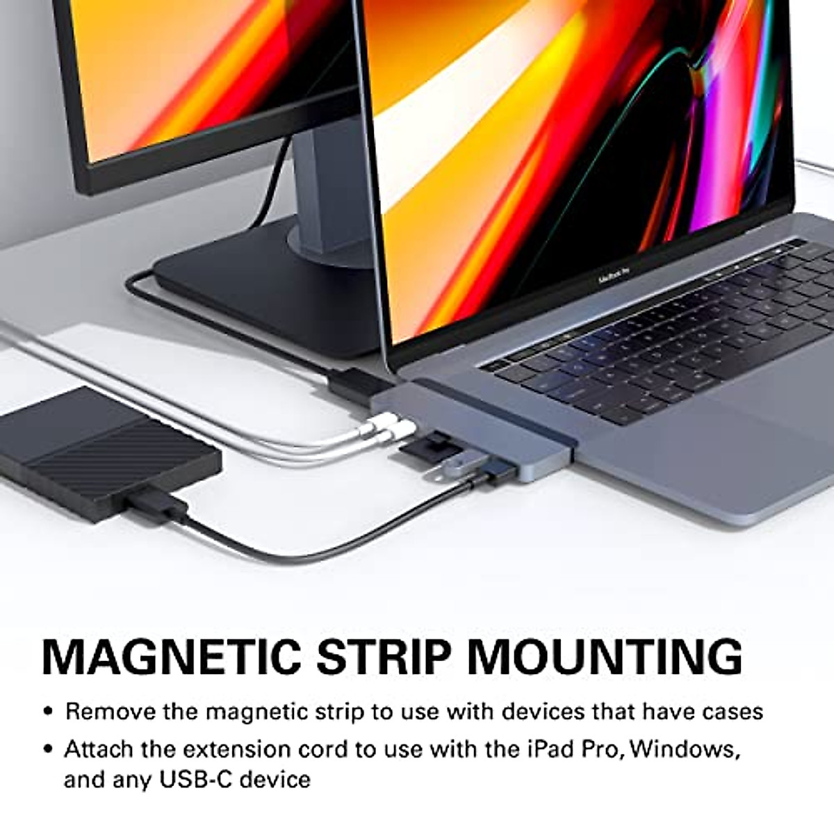 Hyper HyperDrive USB C Hub, Duo 7-in-2 USB C Adapter - MacBook Pro Adapter with Magnetic Grip, 4K HDMI, USB-C 40Gbps 100W PD, 3.1 USB-A, MicroSD/SD - Space Gray