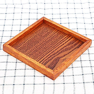 Fdit Small Portable Square Shape Solid Wood Tea Coffee Snack Food Dinning Serving Tray Plate for Home Kitchen Accessories(18 * 18 * 2)
