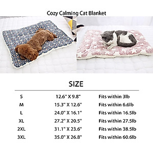 Jfxgjuv Cozy Calming Cat Blanket Large Cozy Calming Cat Blanket for Anxiety and Stress Ultra Soft and Self Warm Dog Cat Bed Mat with Cute Prints Cat Blankets for Indoor Cats Dogs Puppy (Pink,L)