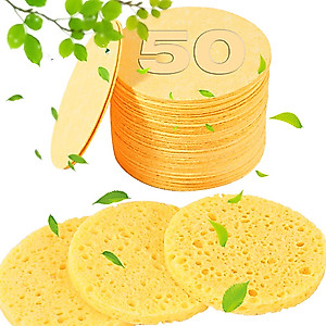 METUUTER 50 PCS Compressed Facial Sponges for Estheticians- 100% Natural Cellulose Face Sponge Professional Cosmetic Spa Sponges for Face Cleansing, Massage, Pore Exfoliating, Mask, Makeup Removal