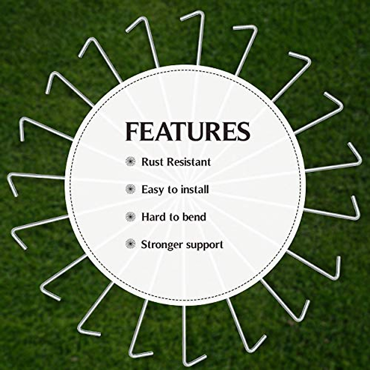 RAM-PRO Tent Garden Stakes Heavy Duty, Galvanized Steel Pegs Rust-Free Garden Edging Fence Hook, Landscape Pins | for Outdoor Camping, Soil Patio Gardening, & Canopies (60)