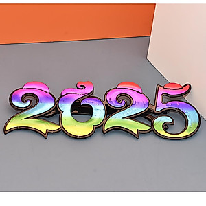 SWYOUN 2025 Plastic Glasses Happy New Year's Eve Glasses With Cloud design Graduation 2025 Class Of 2025 Party Photo Prop Supplies(Pack of 5)