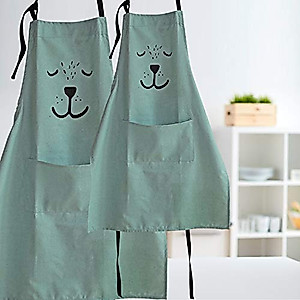 YOLOPARK Lovely Parent and Child Apron, Comfortable Simple Apron with Pocket for Painting Cooking Artist Chef, Pack of 2