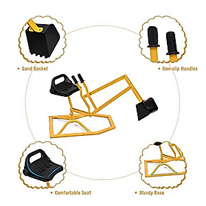 GLACER Sandbox Digger, 360° Rotation Kid Excavator Toy Crane with Base, Steel Outdoor Play Digging Toys for Sand, Dirt, Snow, Beach, Ride on Sand Digger for Kids…