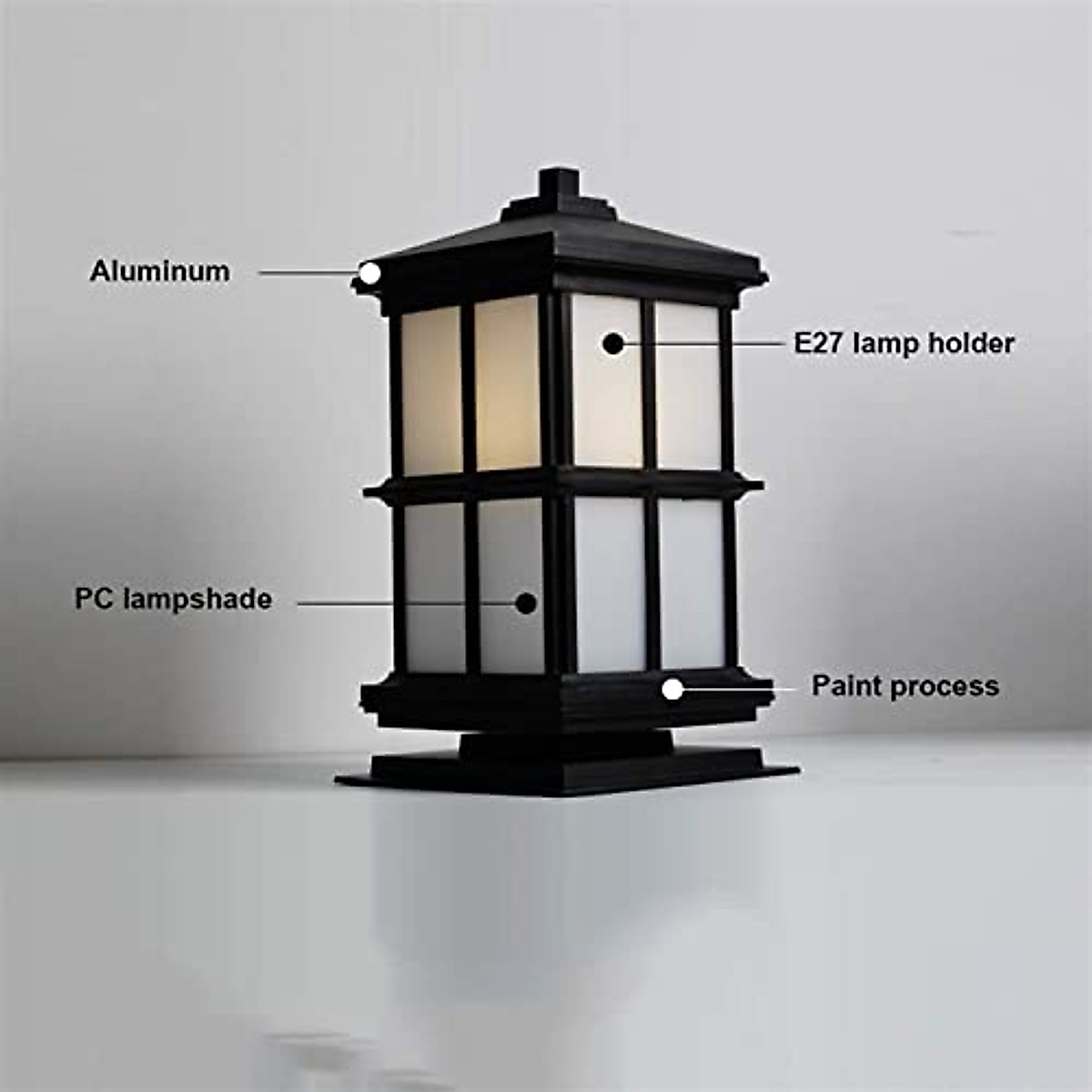 European wall light Simple Chinese Column Lamp Antique Classic Post Light Door Garden Light Waterproof Super Bright Villa Wall Home Door Light E27 Decorative Lighting European Fence Garden Gate Post L