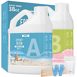 OcePor Epoxy Resin-38OZ, Crystal Clear Epoxy Resin Kit, No Yellowing No Bubble Art Resin Casting Resin for Art Crafts, Jewelry Making, Wood & Resin Molds(19OZ x 2)