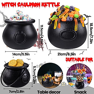 DIYDEC 6 in 1(8.5", 5.5", 4pcs 2.8") Package Halloween Large Cauldron, Black Plastic Witch Cauldron Kettle Halloween Pot Candy holder for Halloween & St. Patrick’s Day Party Party Favors Decor