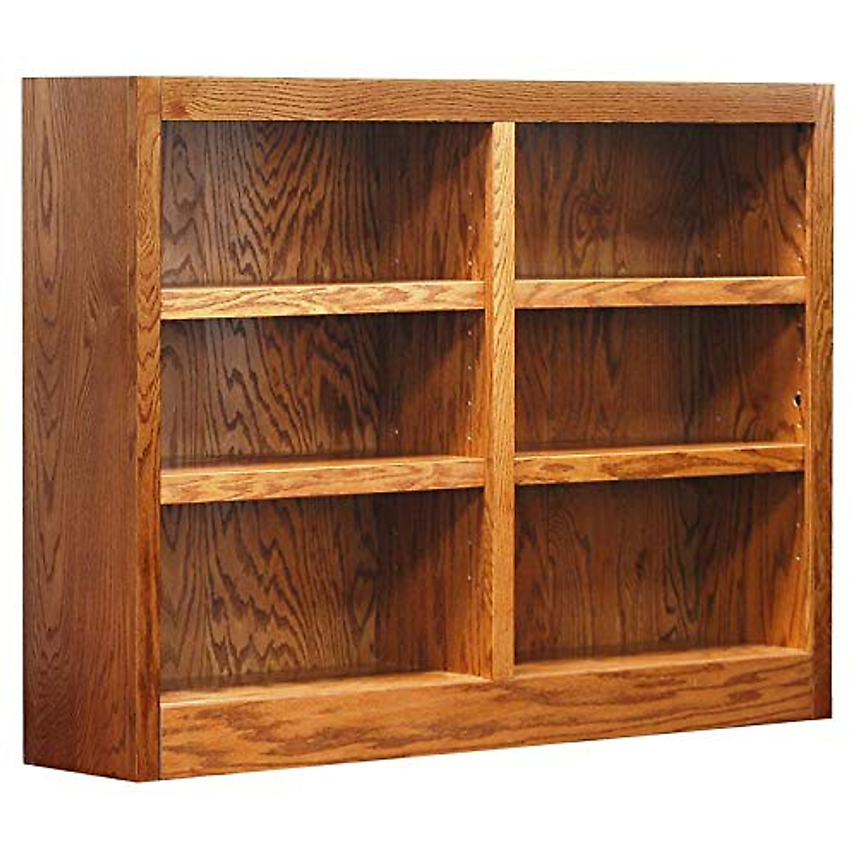 Home Square 36" Tall 6 Shelf Double Wide Wood Bookcase with Adjustable Shelves, Set of 2, in Dry Oak