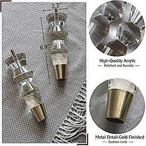 JEREVER Acrylic Furniture Legs 6.9inch Replacement Sofa Feet Cabinet Modern Clear Decor DIY Legs Tapered Style Set of 4 (Gold)