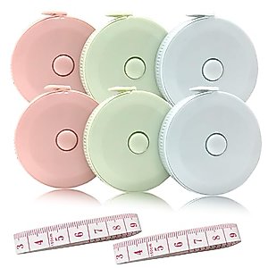 6 Packs Retractable Tape Measure + 2PCS Soft Boby Measuring Tape for Body Measurements(60-Inch), Premium Sewing Tape Double Scale Vinyl Ruler for Weight Loss Medical Tailor Fabric Cloth Knitting Craft