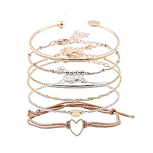 XOCARTIGE Charm Bracelets Set Bohemian Multiple Layered Beaded Bracelet for girls Delicate Chain Bracelet Bangle Cuff (Multicolor)