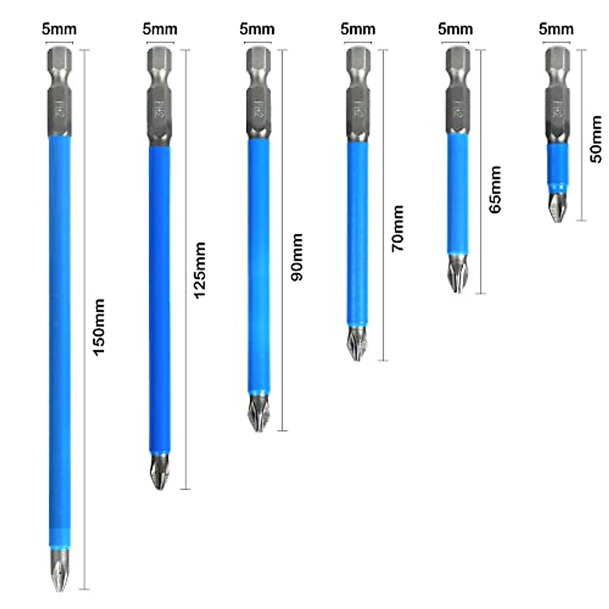 Aleric Magnetic Anti-slip Drill Bit - PH2 Bits Set,Anti Slip Screw Extractor and Magnetic Screwdriver Bit Set,S2 Alloy Steel Magnetic Screw Bits Hand Tools 7Pcs,Electric Cross Single double head Bits