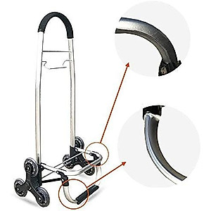 Shopping Trolley on Wheels Multi Function Shopping Cart Lightweight Trolley Aluminum Alloy with 6 Wheels Climbing Stairs Large Capacity Folding Supermarket Car Storage Hand Trucks,Brown