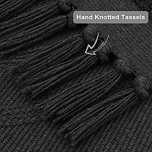 Uphome Hallway Runner Rug 2'x6' Washable Evil Eye Tufted Boho Rug with Tassels Soft Cotton Woven Kitchen Rugs Farmhouse Aesthetic Dark Gray Accent Rug for Living Room Laundry Room Bedroom