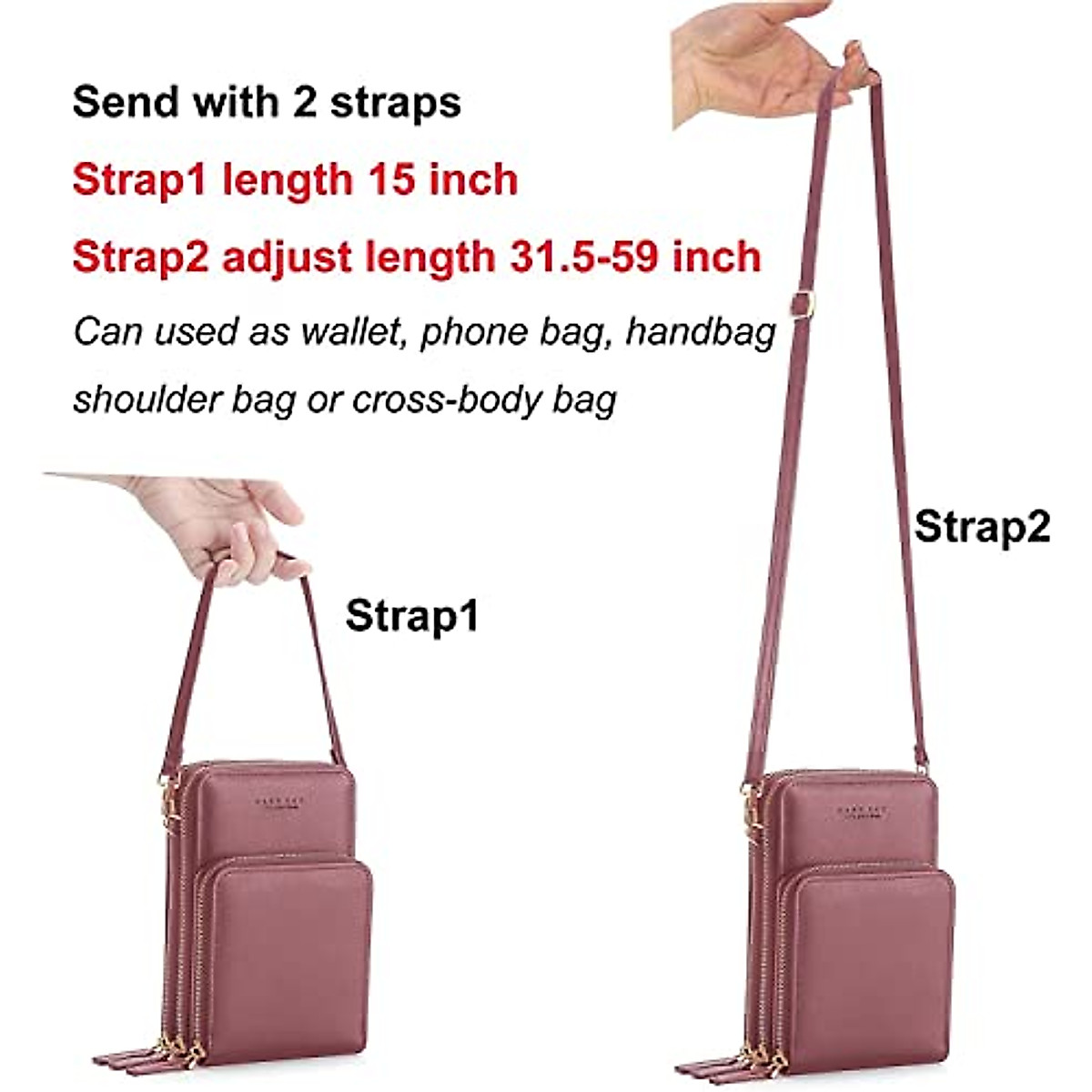 WTSHOPME Crossbody Phone Bags for Women Small PU Leather Cellphone Purse Wallet