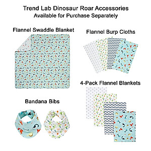 Trend Lab Dinosaur Roar Breathable 3-Piece Crib Bedding Set, Can Be Used As A Blanket Or A Playmat for Tummy Time, Includes Quilt, Fitted Crib Sheet and Skirt