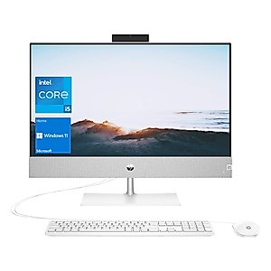 HP Pavilion All-in-One Desktop, 23.8" FHD Display, Intel Core i5-12400T, 16GB RAM, 1TB PCIe SSD, Webcam, Type-C, HDMI, Wi-Fi, Wired Keyboard & Mouse, Windows 11 Home, White