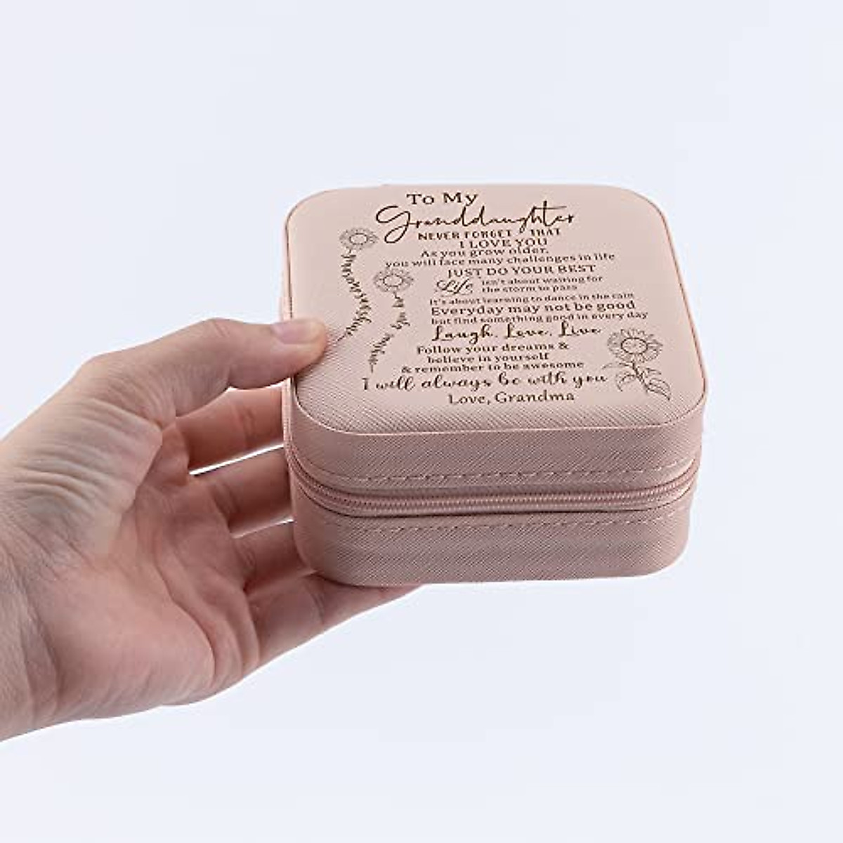 To My Granddaughter Jewelry Box, Gifts from Grandma, Granddaughter Birthday Sunflower Box, Christmas Graduation Valentine Idea For Granddaughter, Case for Earring Ring Necklace, Brides Wedding Gifts