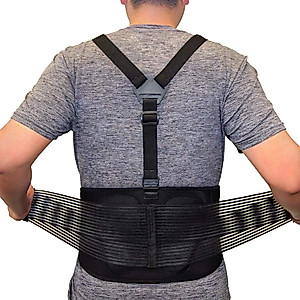 AllyFlex Sports® Back Brace For Lifting Work Y-shape Suspenders Safety Belt With Dual 3D Lumbar Support Relieve Pain, Prevent Injury (M (30'' - 37''))