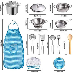 Kids Kitchen Pretend Play Toys,Cooking Set with Stainless Steel Cookware Pots and Pans Set,Cooking Utensils,Apron,Chef Hat,and Cutting Vegetables Play Cooking Set, Toddlers & Children Boys Girls
