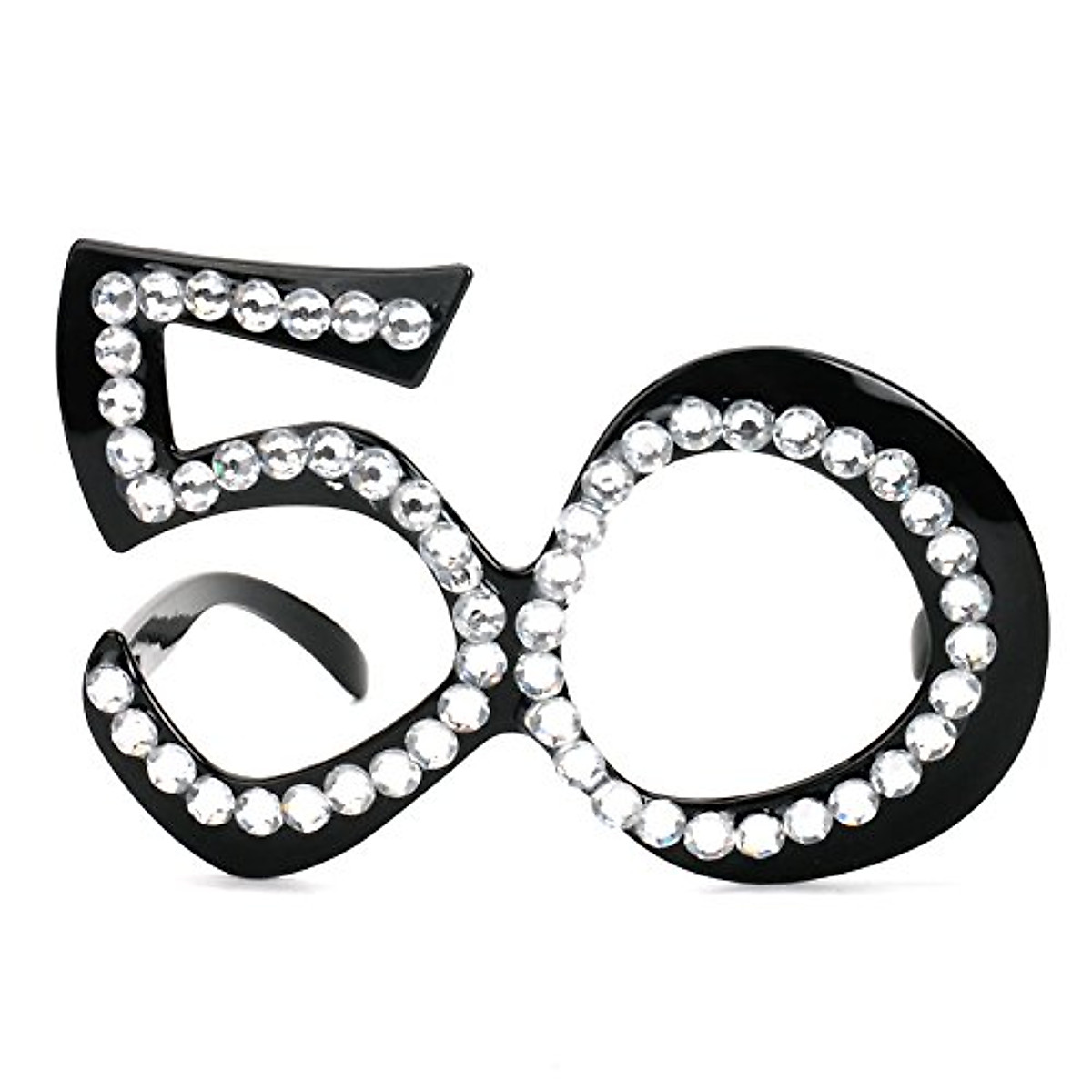 50th Birthday Glasses - Number Crystal Frame, Party Favors, Wedding, Funny Costume Sunglasses, Novelty Eyewear Celebration Decoration for Kids and Adults 6 Pack (50)