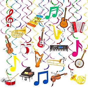 Musical Instrument Hanging Swirl Decorations Music Party Decorations Musical Note Instrument Theme Swirls Ceiling Streamers for Music Themed Birthday Party Baby Shower Supplies