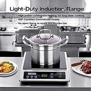 ChangBERT Induction Cooktop, Portable, Large 8” Heating Coil, 18/10 Stainless Steel Commercial-Grade Burner with NSF-certificated, 10-Hour Timer, 1800W Professional Countertop