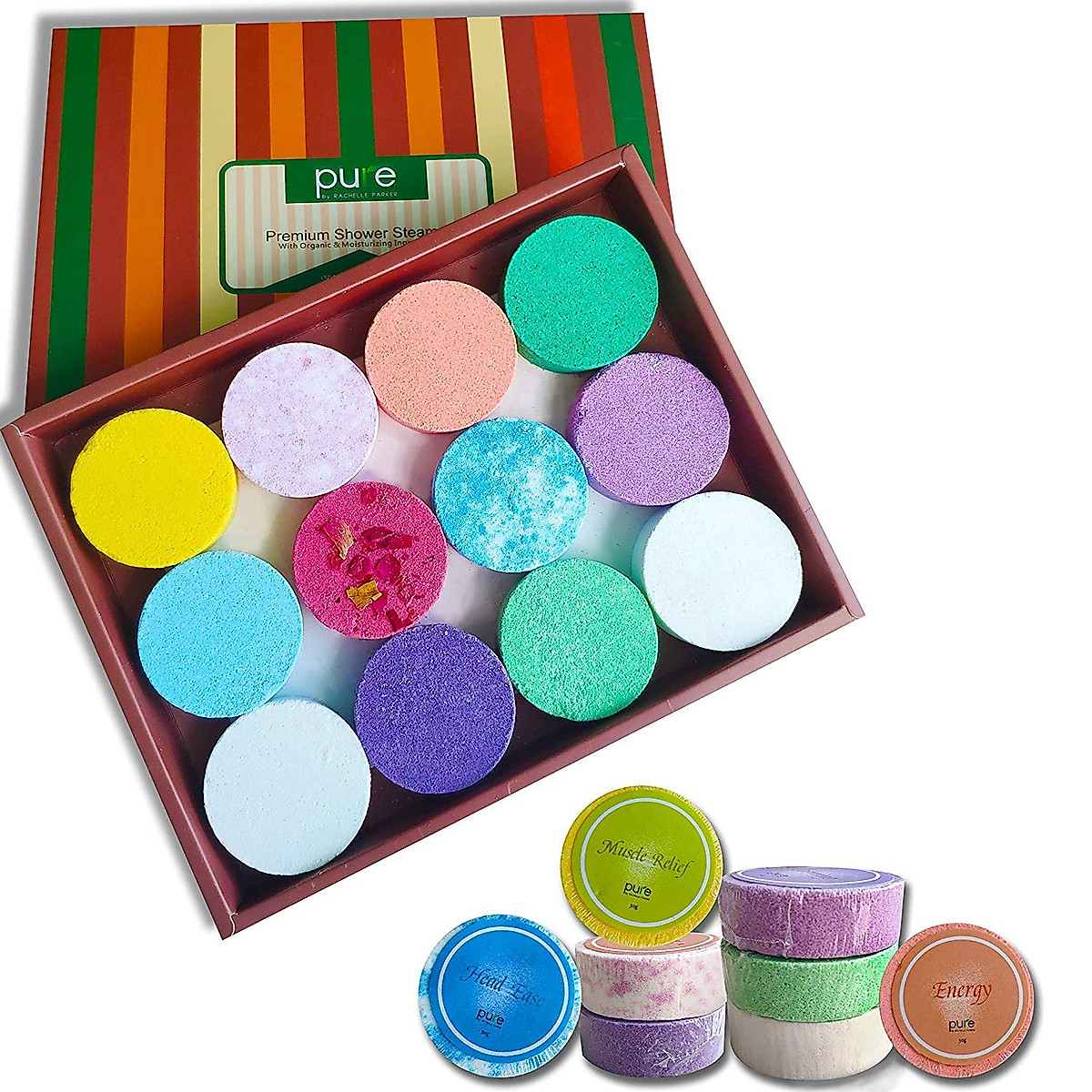 Aromatherapy Shower Steamers for Men & Women. 12 Therapeutic Shower Bombs Infused with Essential Oils. Long Lasting Vapor Tablets Gift Set for Women & Men. Shower Tablets for your Own Home Spa Therapy