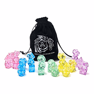 Bundle of Blessings - Piece DND Dice Set by D20 Collective - Dice for Table Top RPGs and Gaming - Boon Series (Aberration, Beast, Celestial, Faerie, Sea) - Transparent Acrylic D&D Dice Sets