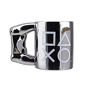 Paladone PlayStation DS4 Silver Controller Mug, Ceramic Coffee Mug for Gamers, 550 ml