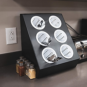 6-Compartment Restaurant Utensil Holder (6 Inserts Included) - Flatware Cylinder Storage Caddy & Cups for Kitchen, Bars, Coffee Shops, Restaurants, & Hotels - Drying Rack for Silverware