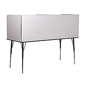 Flash Furniture Study Carrel - Nebula Grey Finish with Top Shelf - Double Wide - Height Adjustable Legs - Wire Management Grommet