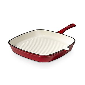 Eternal Living Enameled Cast Iron Skillet Fry Pan 9.5", Red