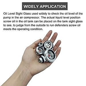 5 Pcs Oil Sight Glass 1/4'' 1/2'' 3/4'' 3/8'' 1'' Male Threaded Stainless Steel Sight Glass Oil Liquid Level Gauge Oil Indicator Window Hydraulic Tank Sight Glass for Pump Air Compressor Fittings