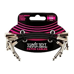 Ernie Ball Flat Ribbon Patch Cable 3-Pack, 3 in, Black (P06220)