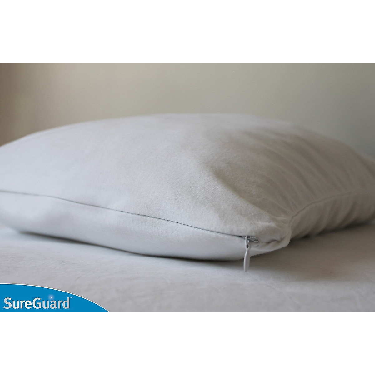 Set of 2 King Size SureGuard Pillow Protectors - 100% Waterproof, Bed Bug Proof, Hypoallergenic - Premium Zippered Cotton Covers - Smooth